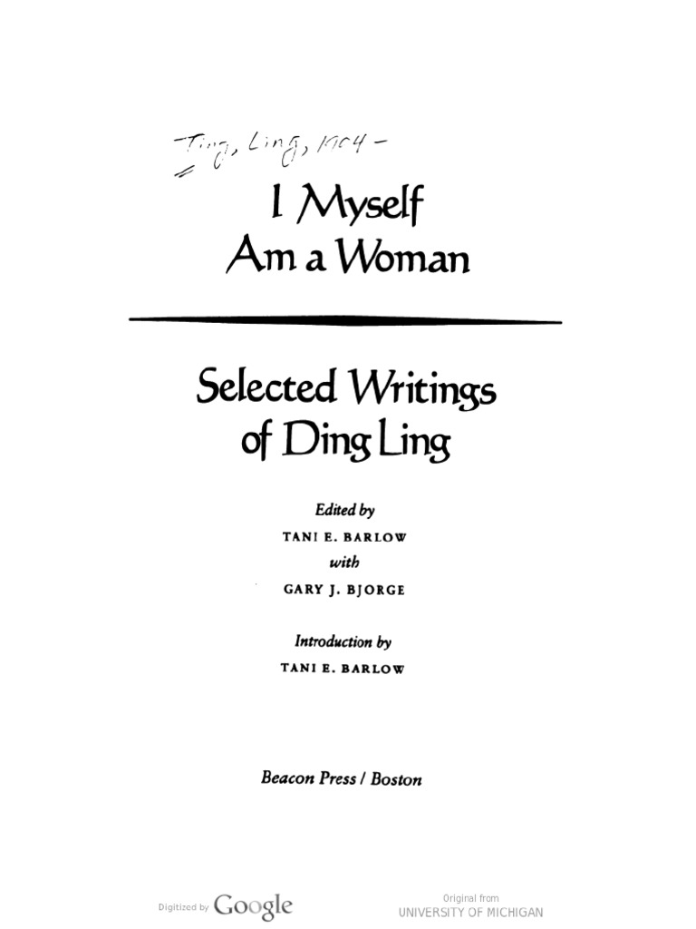 I Myself Am A Woman - Selected Writings of Ding Ling - 1989 | PDF