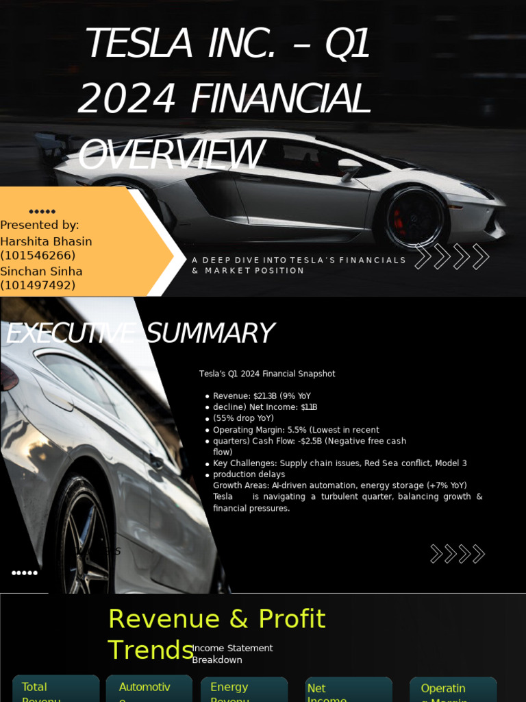Tesla Q1 2024 Financial Overview | PDF | Gross Margin | Leverage (Finance)