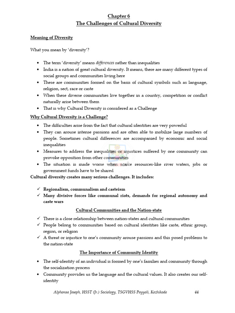 Sociology Chapter 6 Short Notes | PDF | Minority Group | Secularism