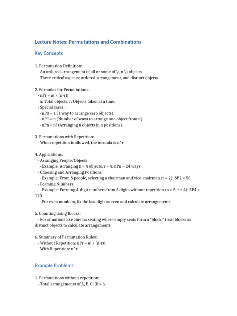 Lecture 6.1 Permutations_and_Combinations | PDF