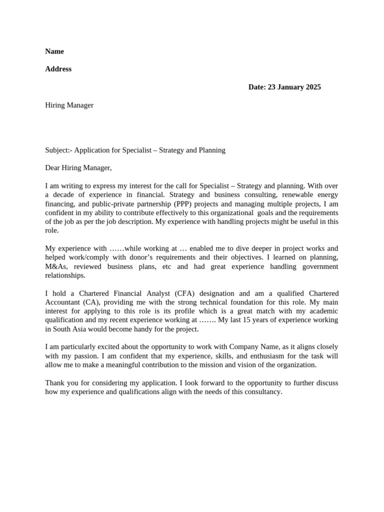 Application for Strategy Specialist Role | PDF
