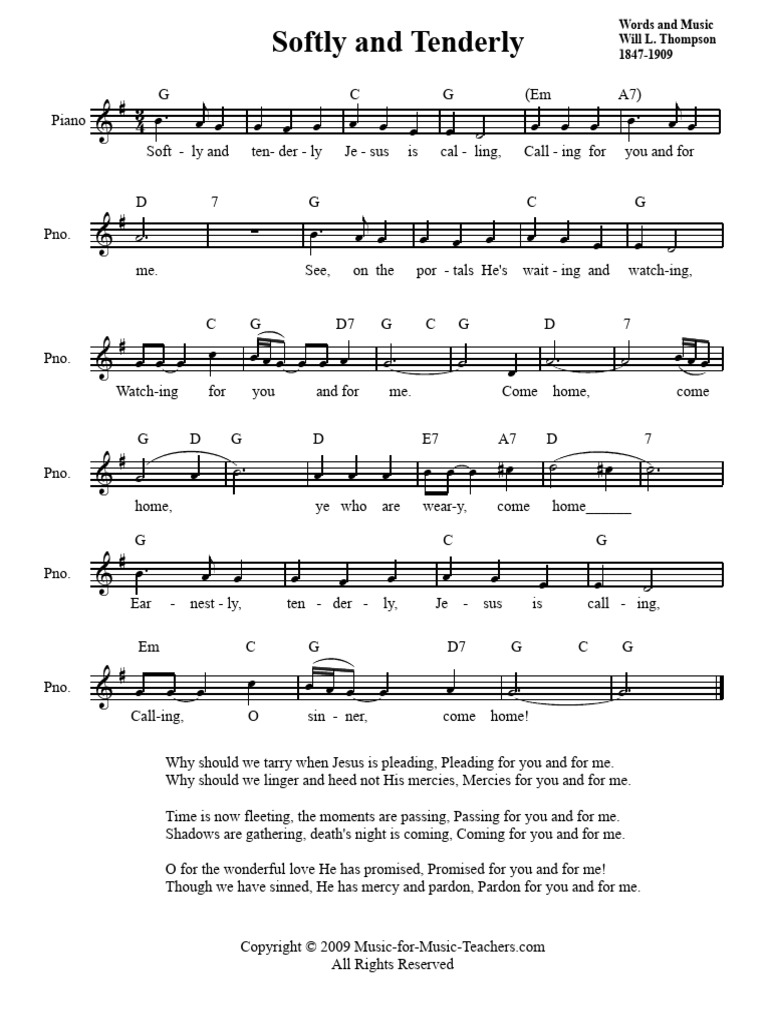 Softly and Tenderly Lead Sheet | PDF