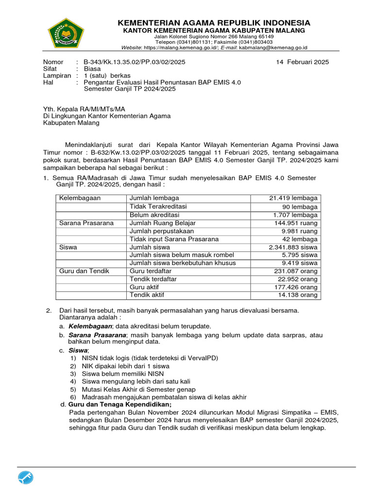 VNPBJC - Evaluasi Penuntasan BAP EMIS | PDF