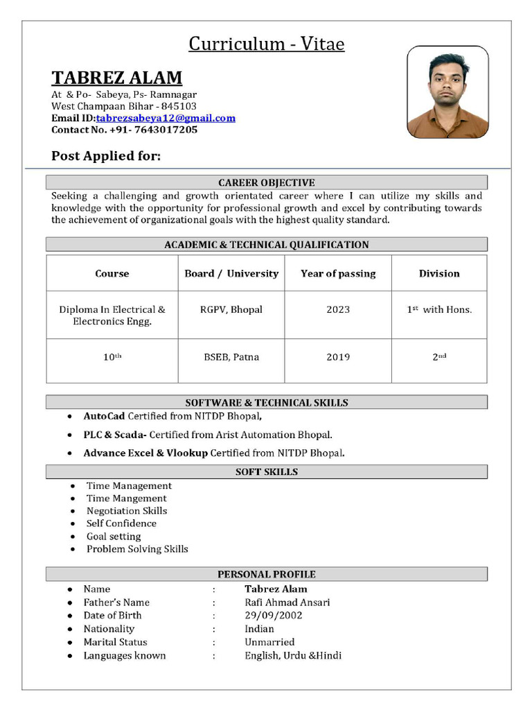 Tabrez Alam EEE - Page-0001 | PDF