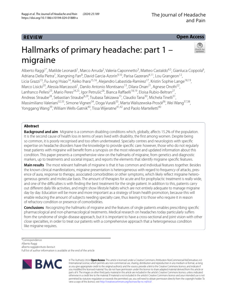 Hallmarks of Primary Headache Part 1 M 241122 103151 | PDF | Migraine ...