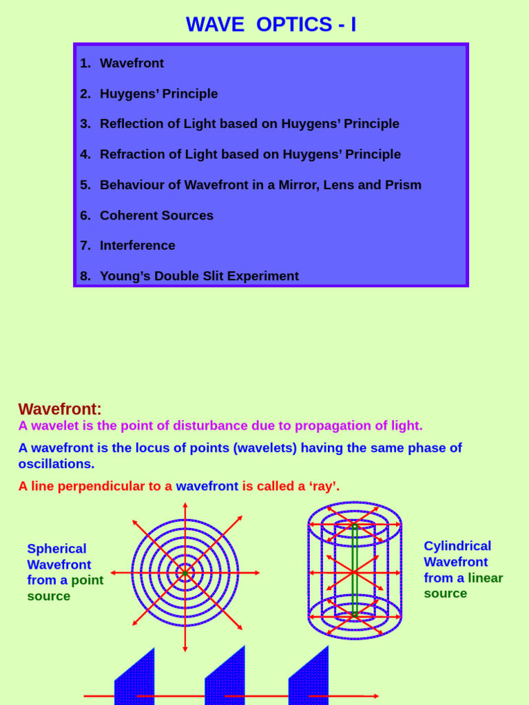 Wave Optics 1 | PDF | Coherence (Physics) | Refraction