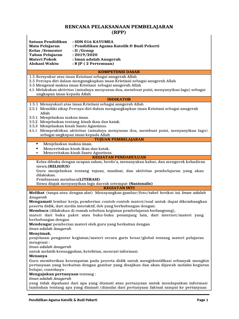 RPP Kelas 2 Semester 2 | PDF