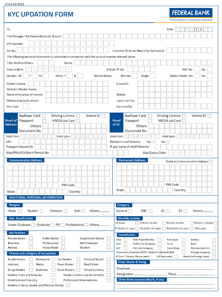 KYC Updation Form English | PDF