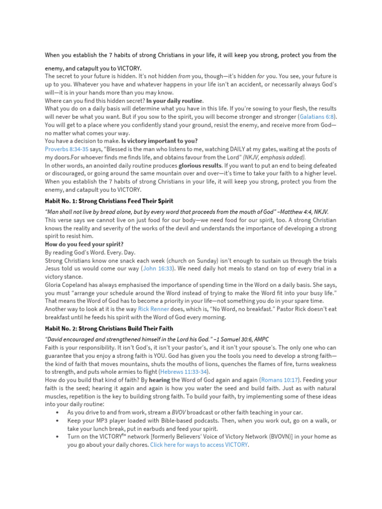 When You Establish The 7 Habits of Strong Christians in Your Life | PDF ...