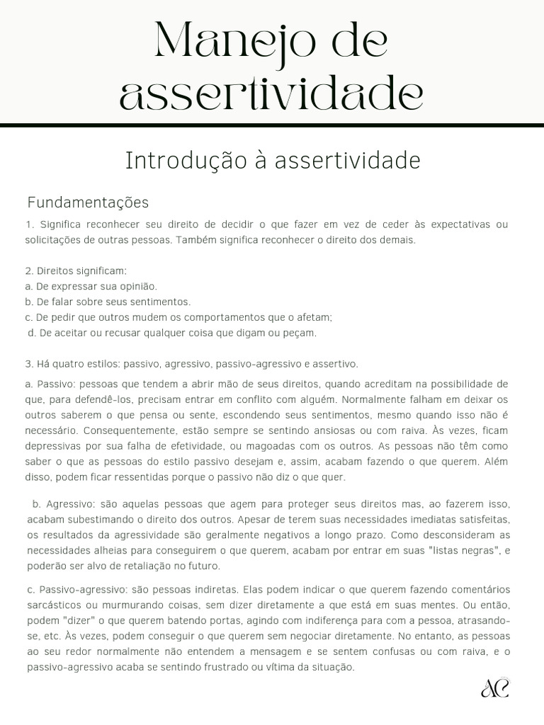 Manejo de Assertividade | PDF | Sentimento | Pensamento