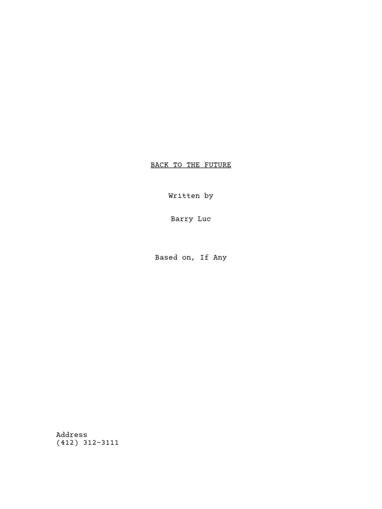 Back To The Future Script | PDF