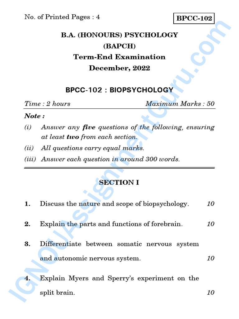 26._Dec_2022 BPCC-102 IGNOUAssignmentGuru.com (2) | PDF | Nervous System | Nerve