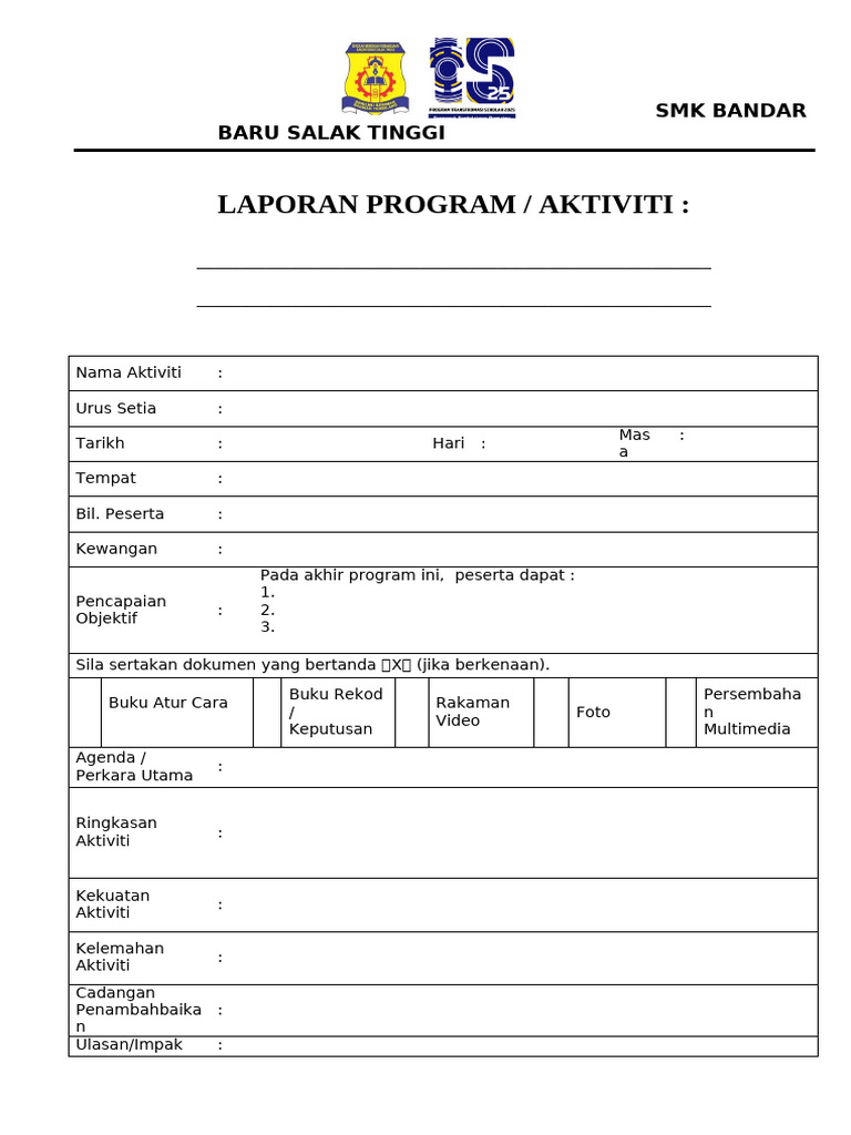 FORMAT LAPORAN PROGRAM | PDF