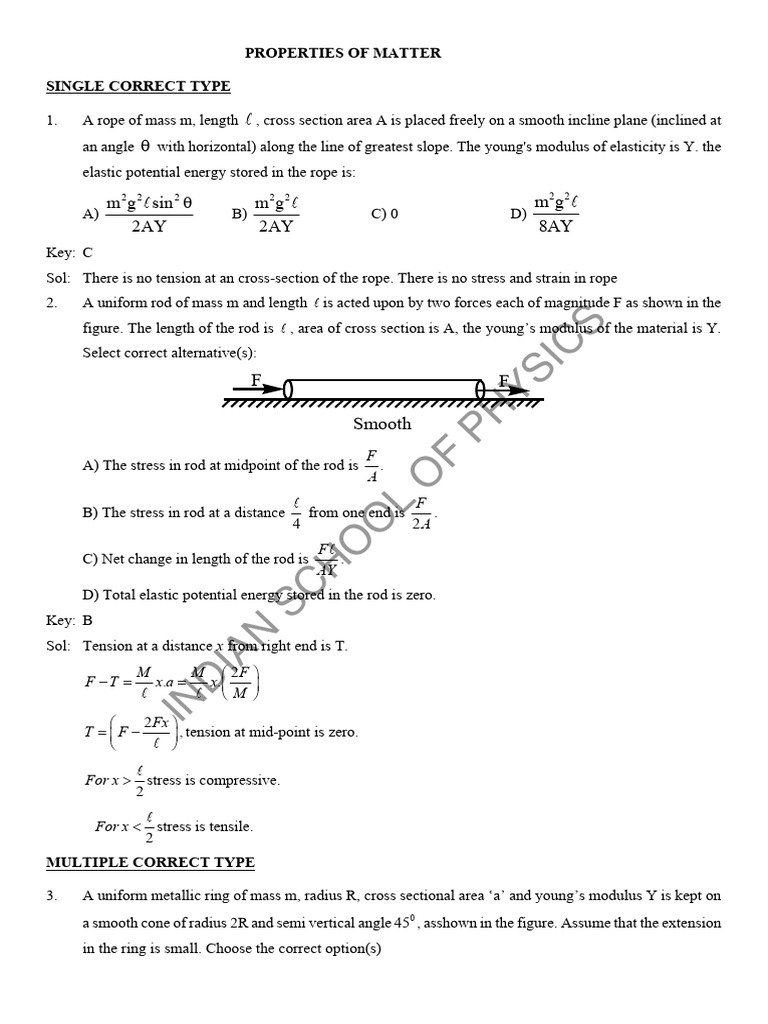 INSP Champs 2024 Properties of Matter | PDF | Elasticity (Physics) | Young's Modulus