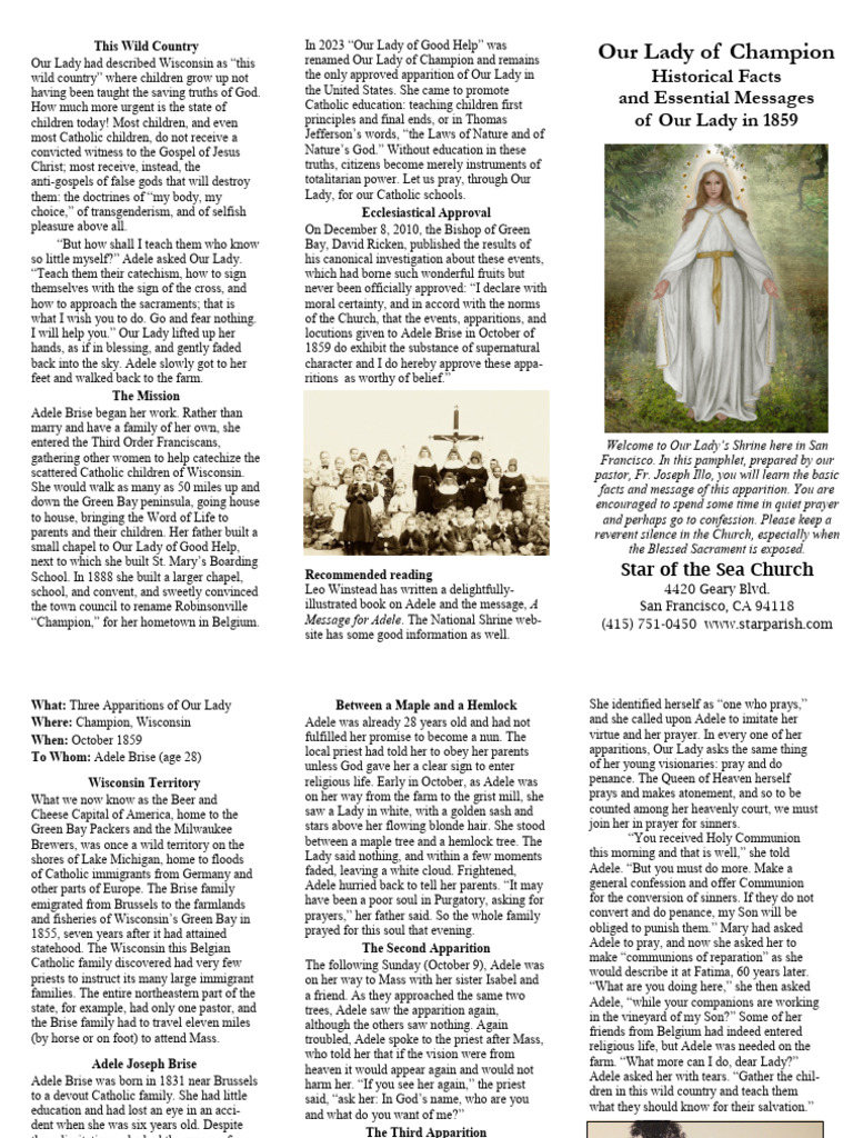 Our Lady of Champion Marian Apparition Pamphlet 2 | PDF | Catholic ...