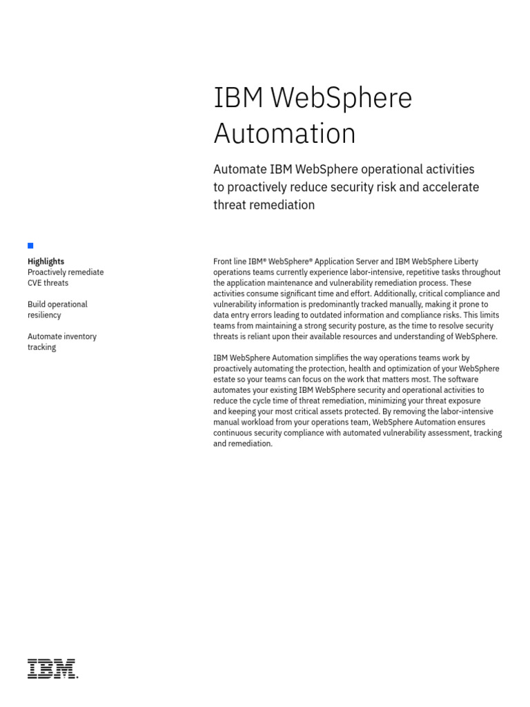 IBM Websphere Automation | PDF | Automation | Computing