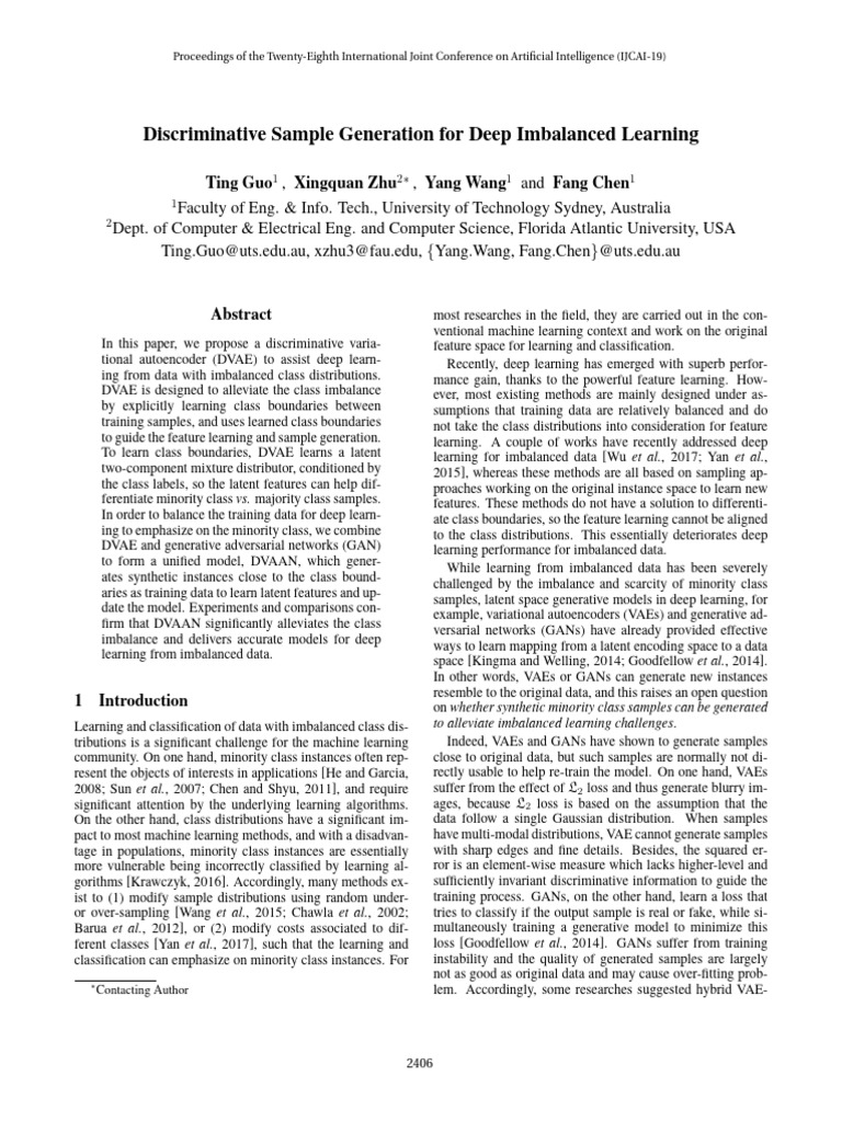 Discriminative Sample Generation For Deep Imbalanced Learning | PDF | Machine Learning | Cognition