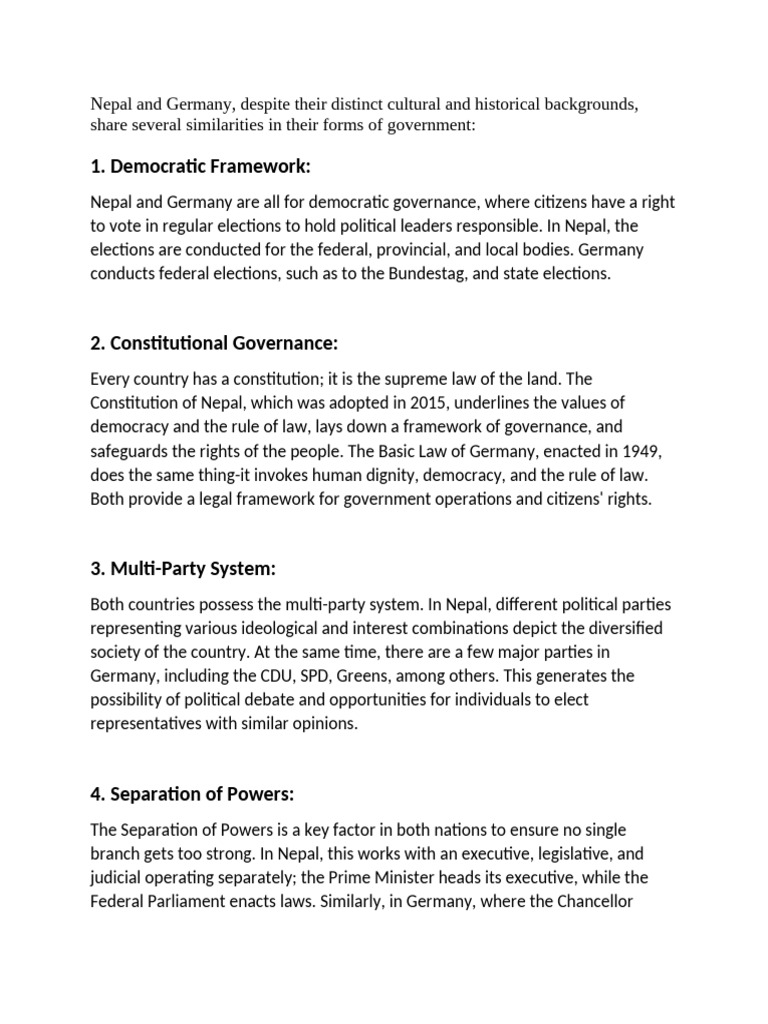 Similarities Between Germany and Nepal | PDF | Democracy | Political ...