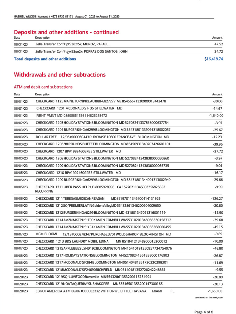 BOA Statement August 2023 | PDF | Service Industries | Financial Technology