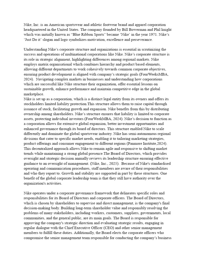 Nike, Inc | PDF | Nike | Governance