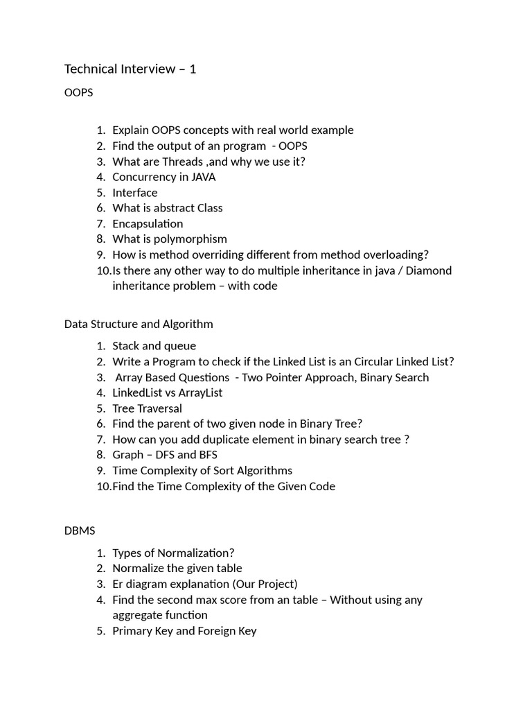 Technical Interview - MR Cooper | PDF