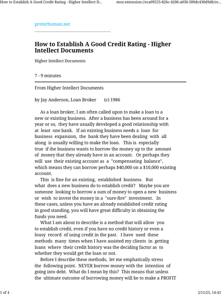 Establishing a Good Credit Rating Guide | PDF | Banks | Credit Card
