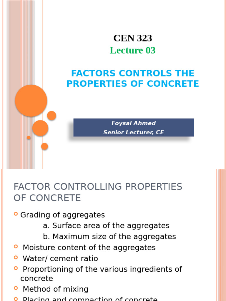 Lecture 3-Factors Controls the Properties of Concrete | PDF | Concrete ...