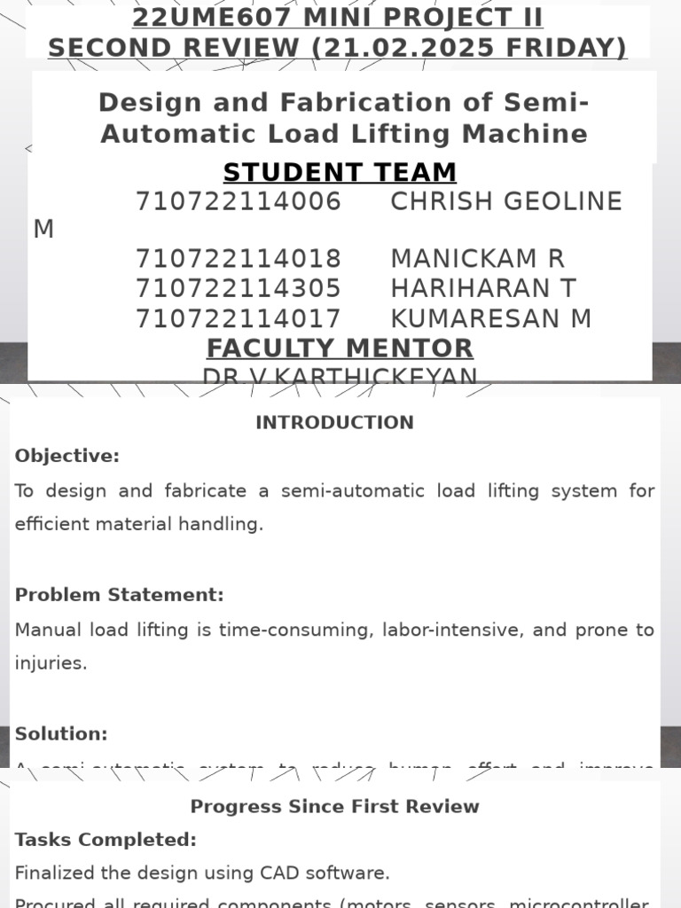 Review 2 Self Load Lifting Project | PDF