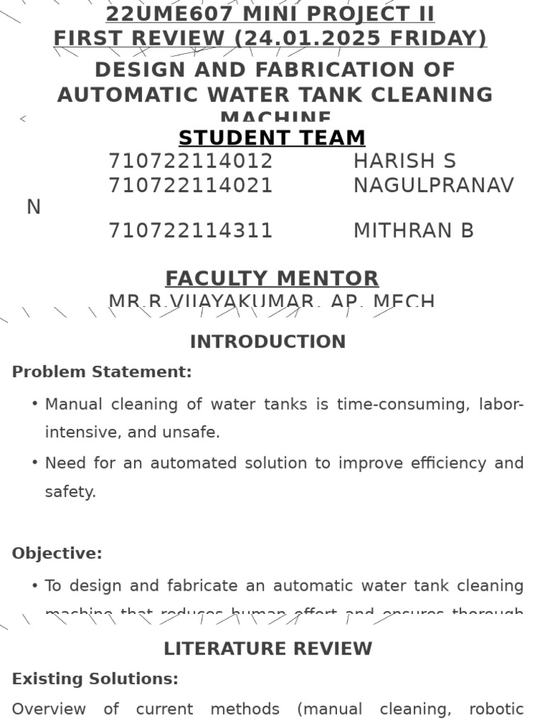 Automatic Water Tank Cleaning Machine Design | PDF