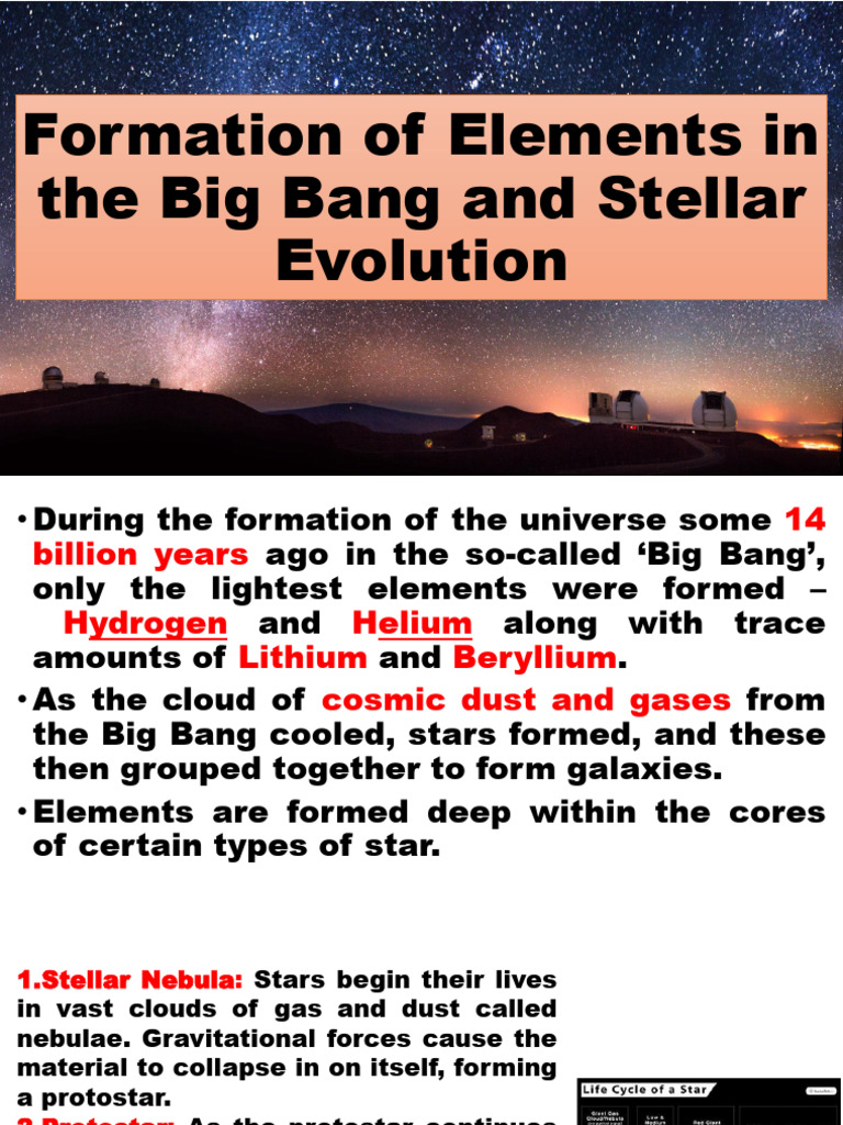 Formation of Elements in The Big Bang and Stellar Evolution | PDF ...