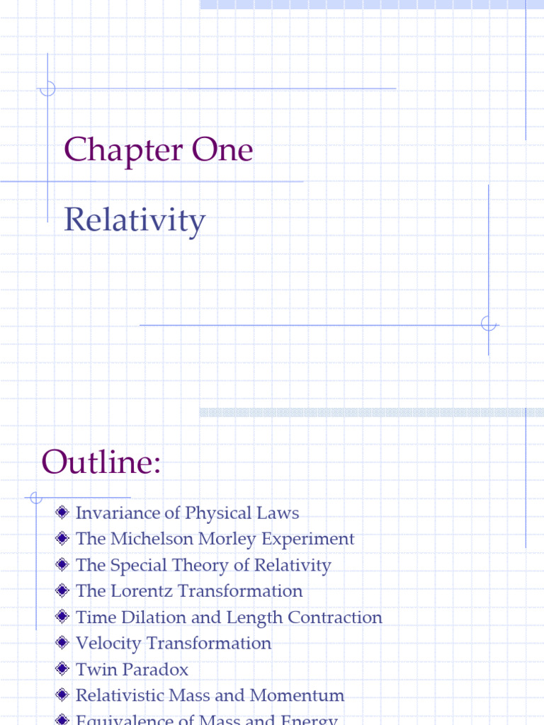 Chapter 1 - Relativity | PDF | Special Relativity | Luminiferous Aether