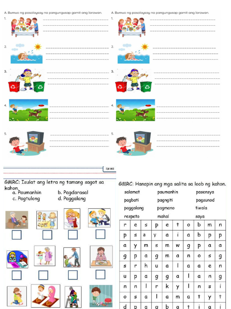 Grade 1 4Q Week 2 Worksheet | PDF
