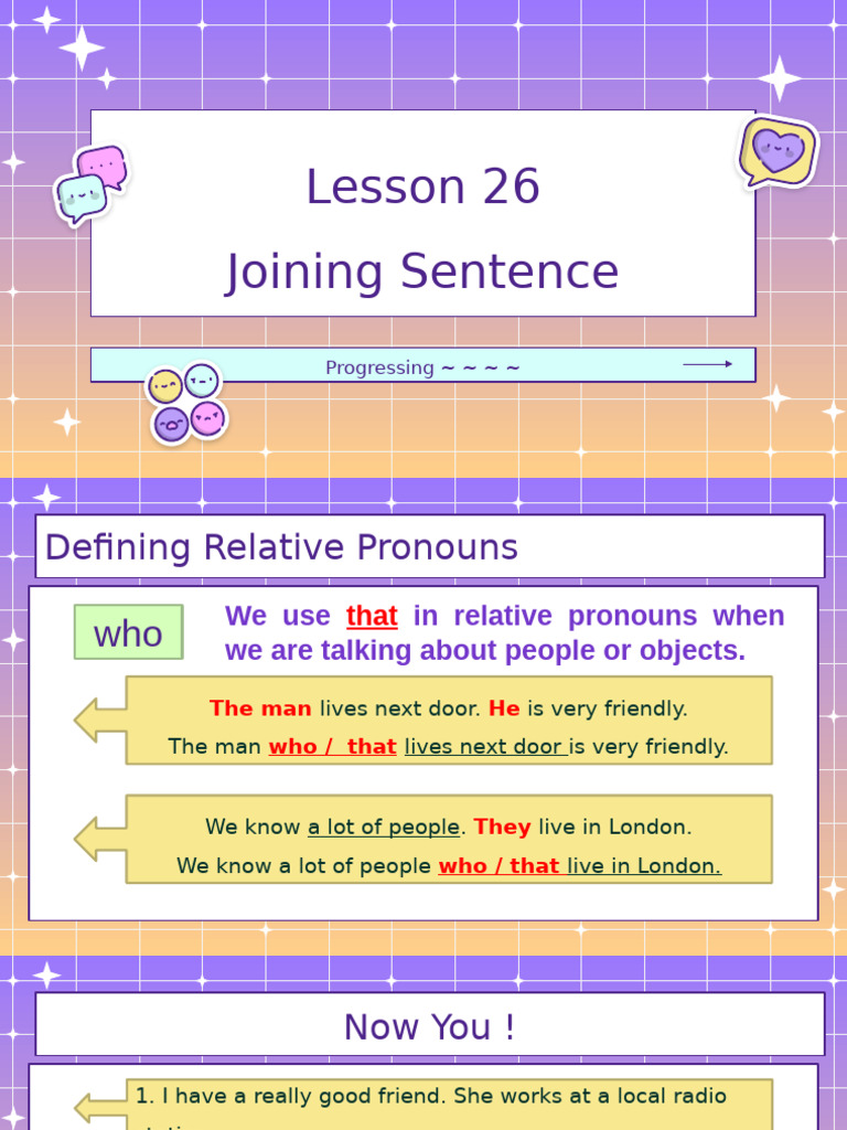 Lesson 26. Joining Sentence | PDF | Pronoun | Syntax