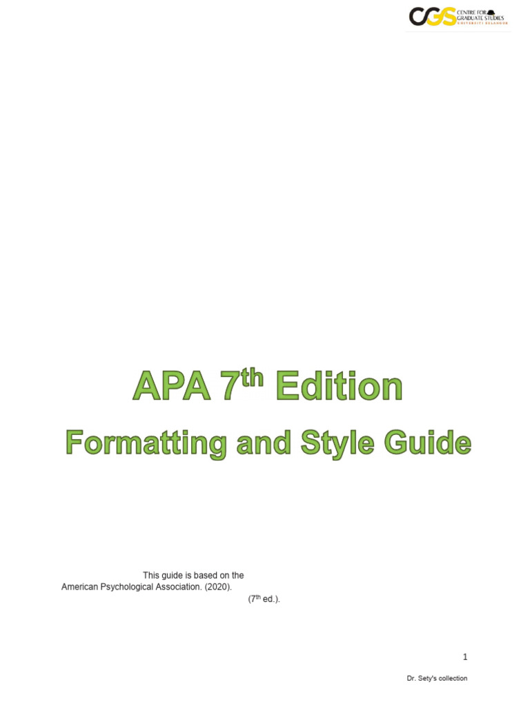Summary APA-Style-7th-Edition | PDF | Thesis
