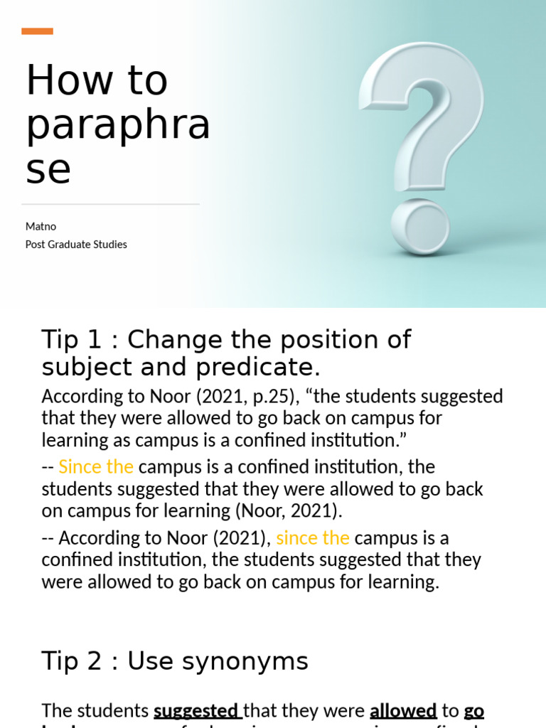 How To Paraphrase | PDF