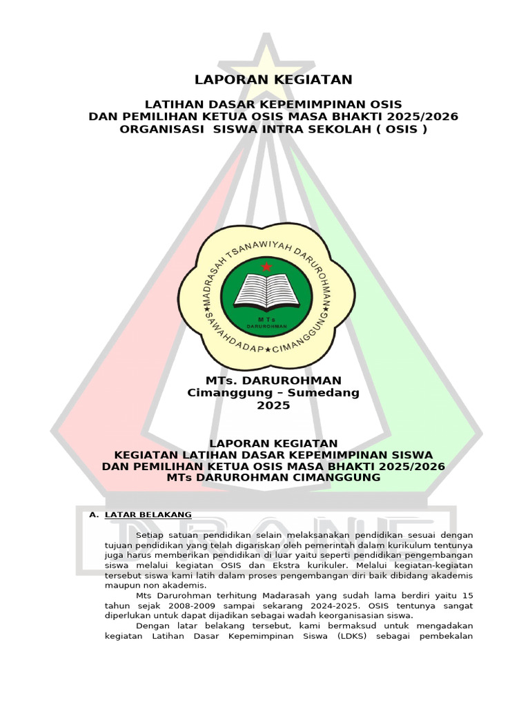 Laporan Kegiatan LDKS Dan Pemilihan 2025 | PDF