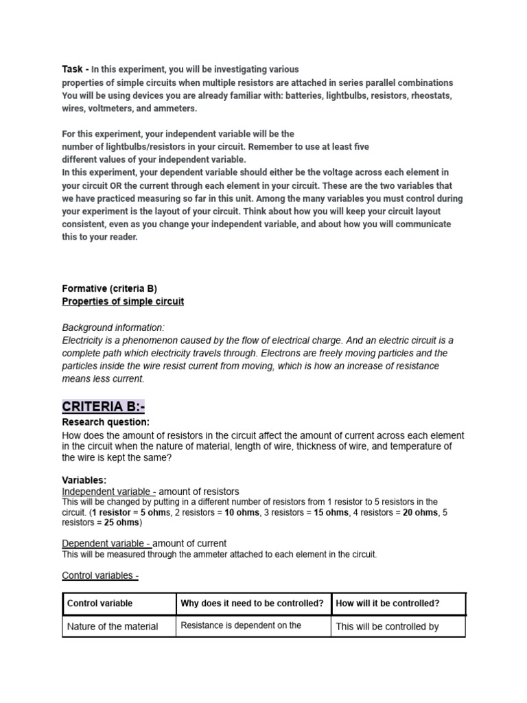 Formative - Criterion B | PDF | Resistor | Electrical Network