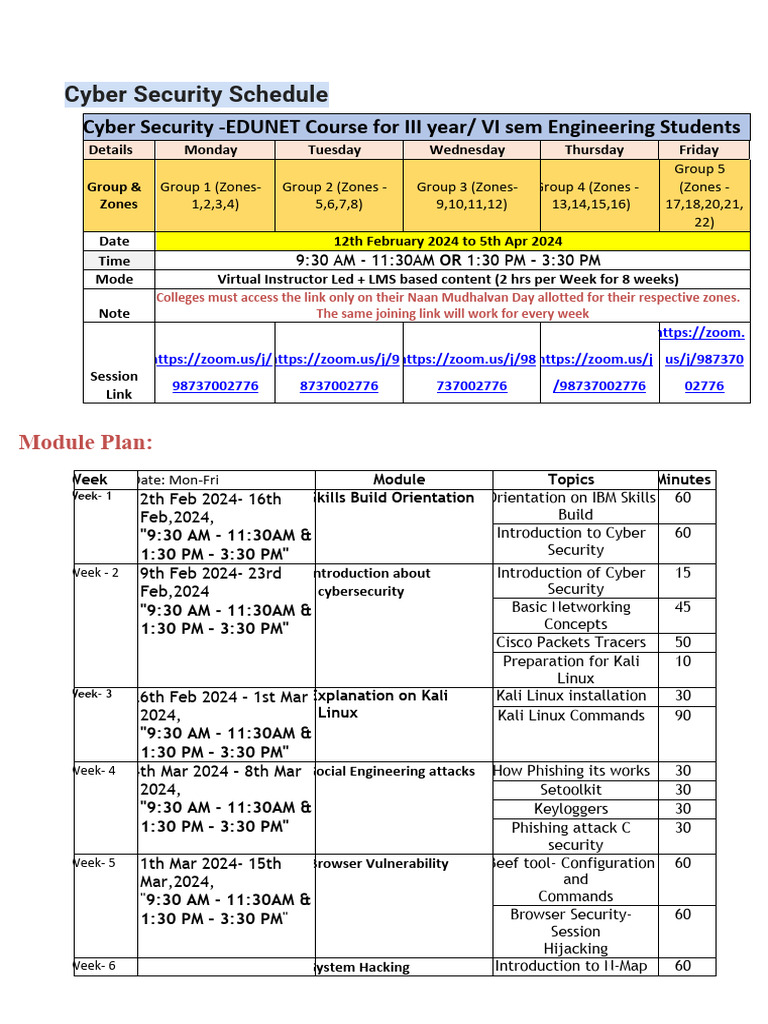 Cyber Security Training Schedule 2024 | PDF | Security | Computer Security