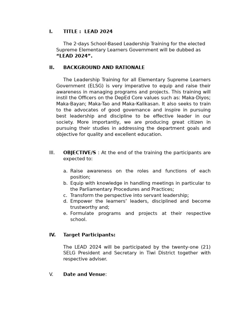 TCS SELG Training Proposal | PDF | Leadership