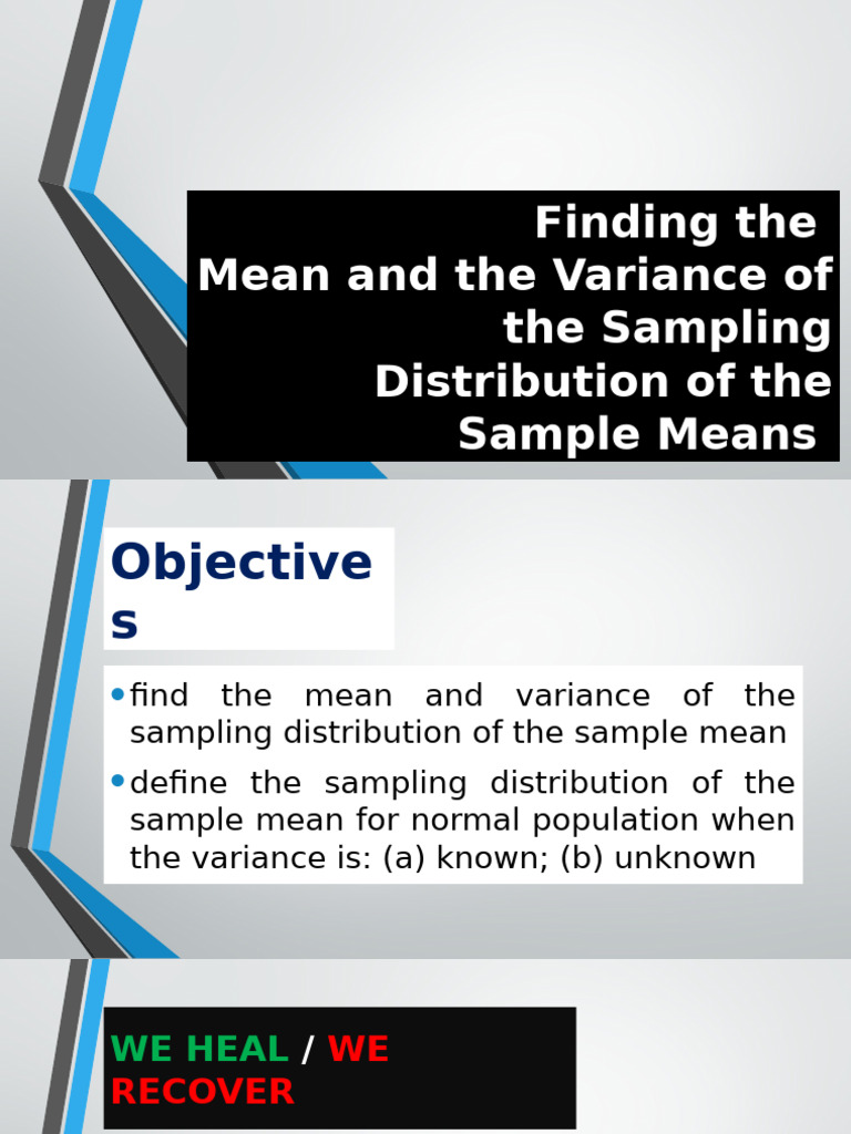 Module 5 Finding Mean and Variance of Sampling Distribution of Sample Means | PDF | Variance ...