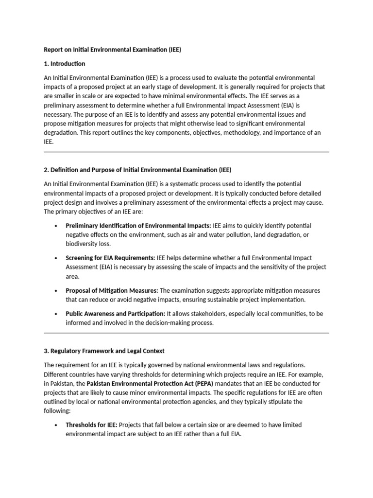 Report On Initial Environmental Examination | PDF | Environmental ...