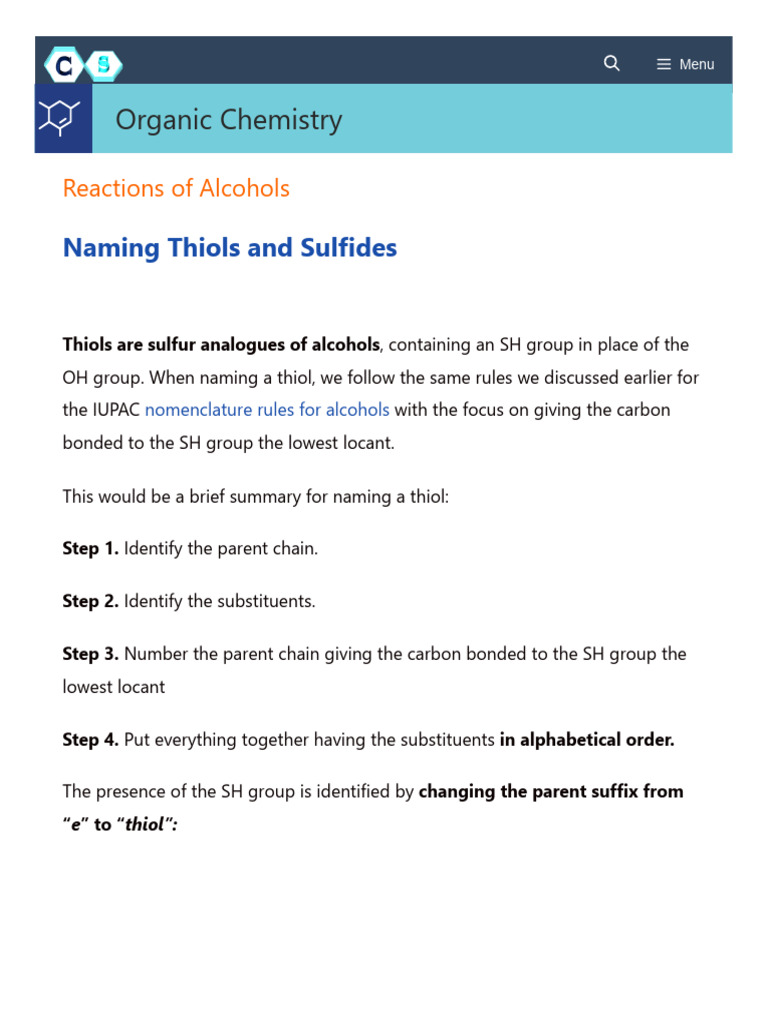 13_Naming Thiols | PDF | Thiol | Sulfide