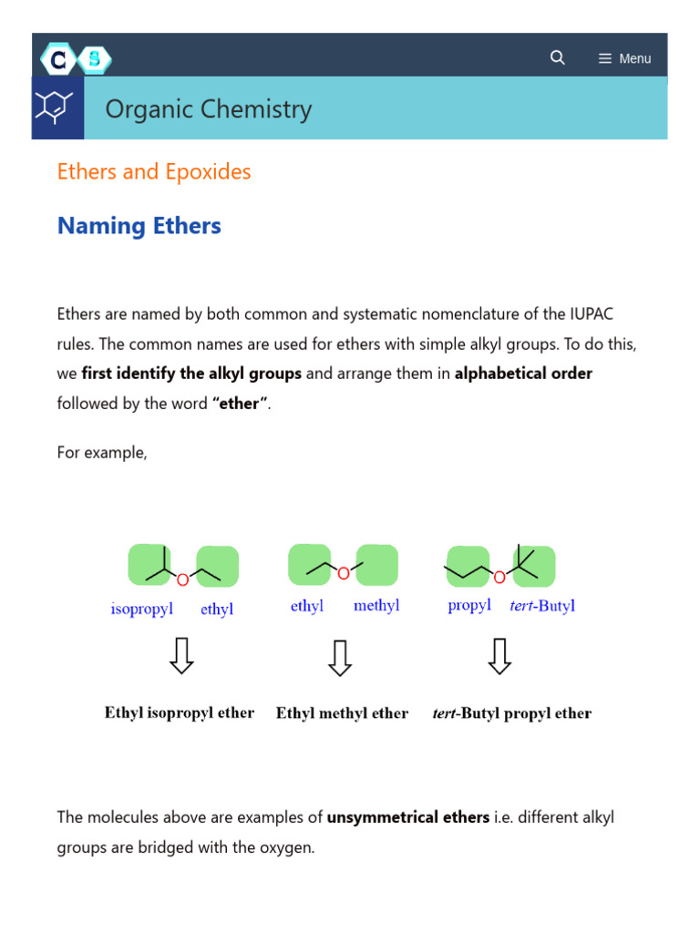 12_Naming Ethers | PDF | Ether | Organic Chemistry