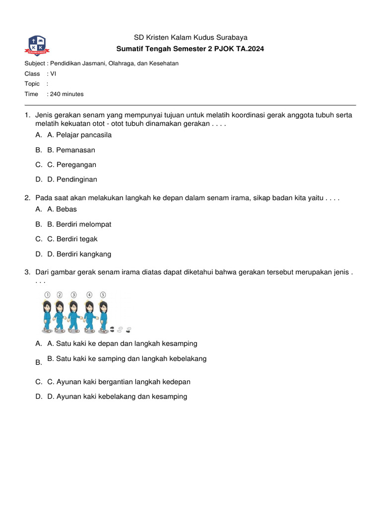 Pendidikan Jasmani Olahraga Dan Kesehatan-SLM 2 PJOK TA.2024 Kls 6 | PDF