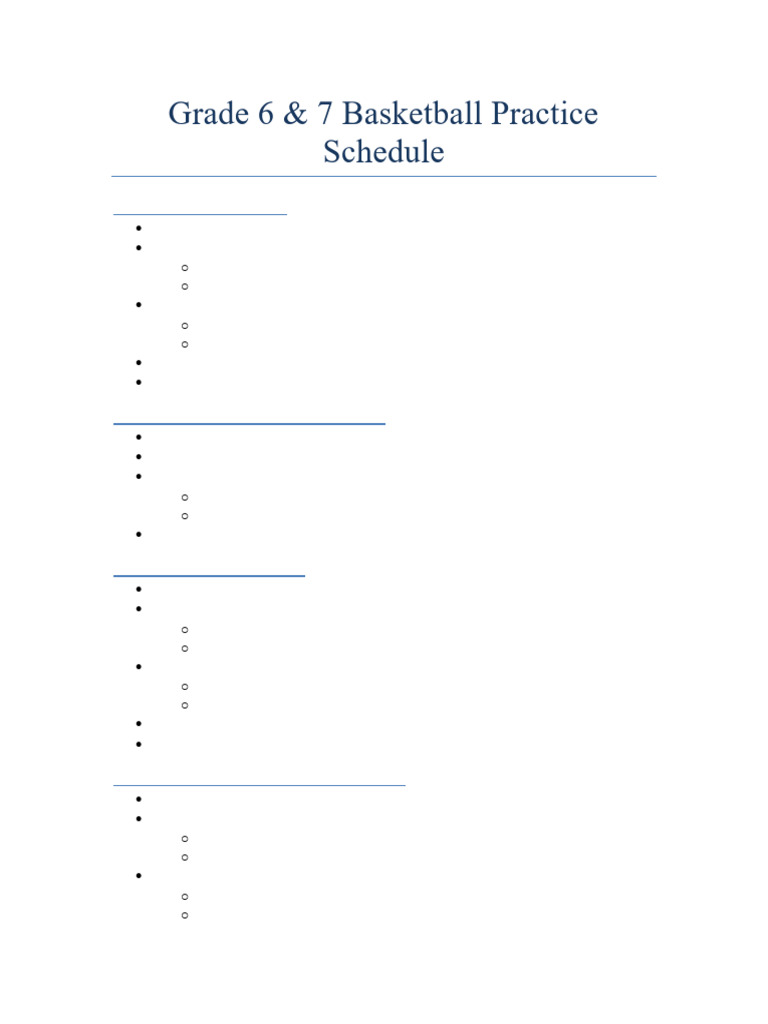 Grade 6 7 Basketball Practice Schedule | PDF | Management Of Obesity ...