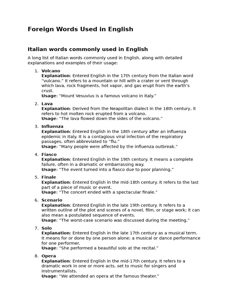 Foreign Words in English | PDF | Volcano | Delicatessen