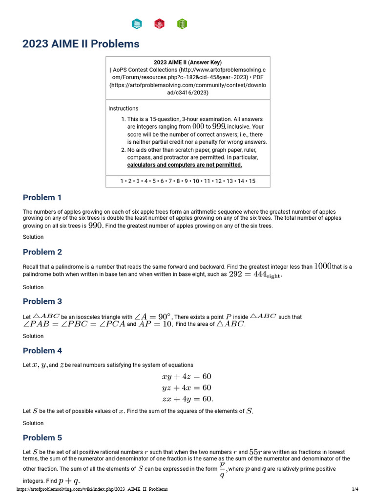 2023 AIME II 试题 | PDF | Numbers | Elementary Mathematics