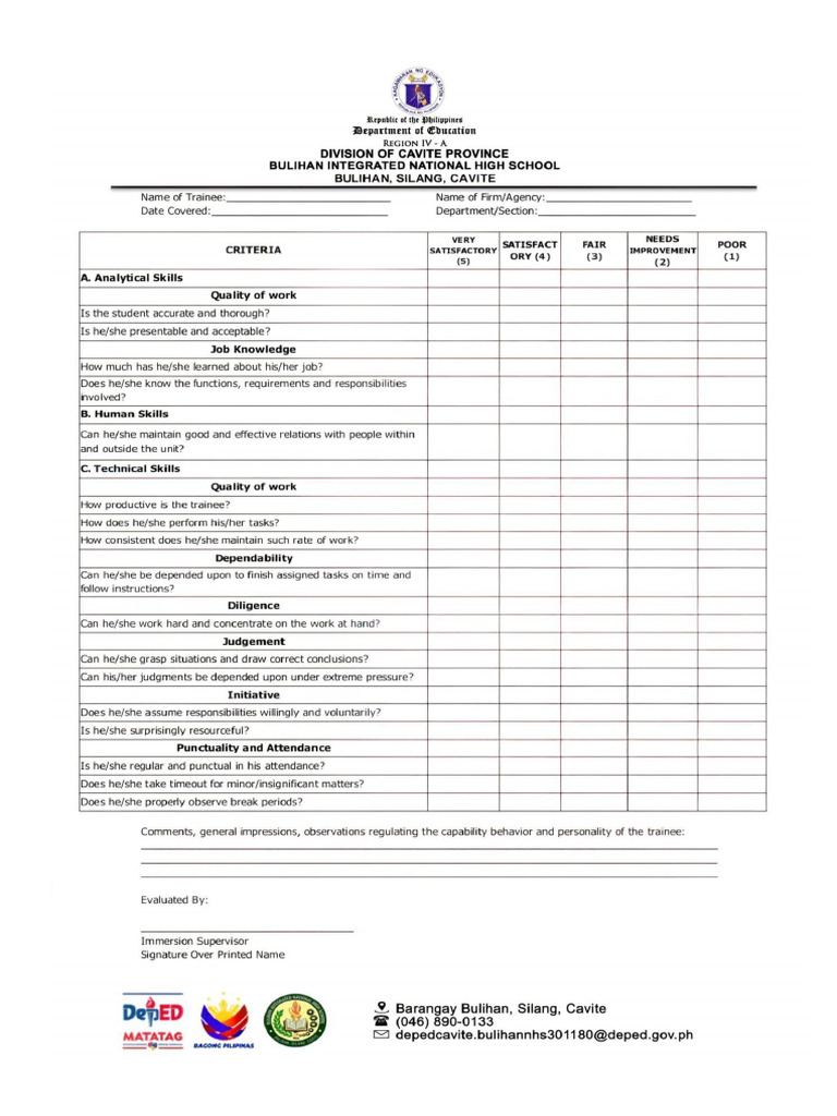 Eval Form | PDF