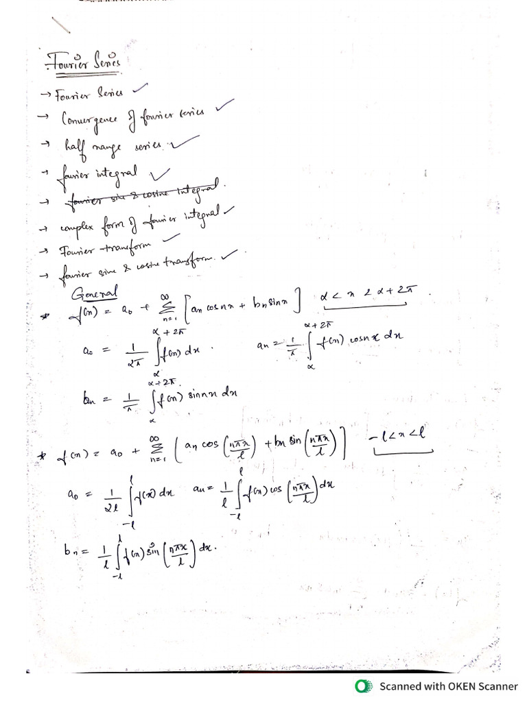 Formula Sheet Fourier | PDF