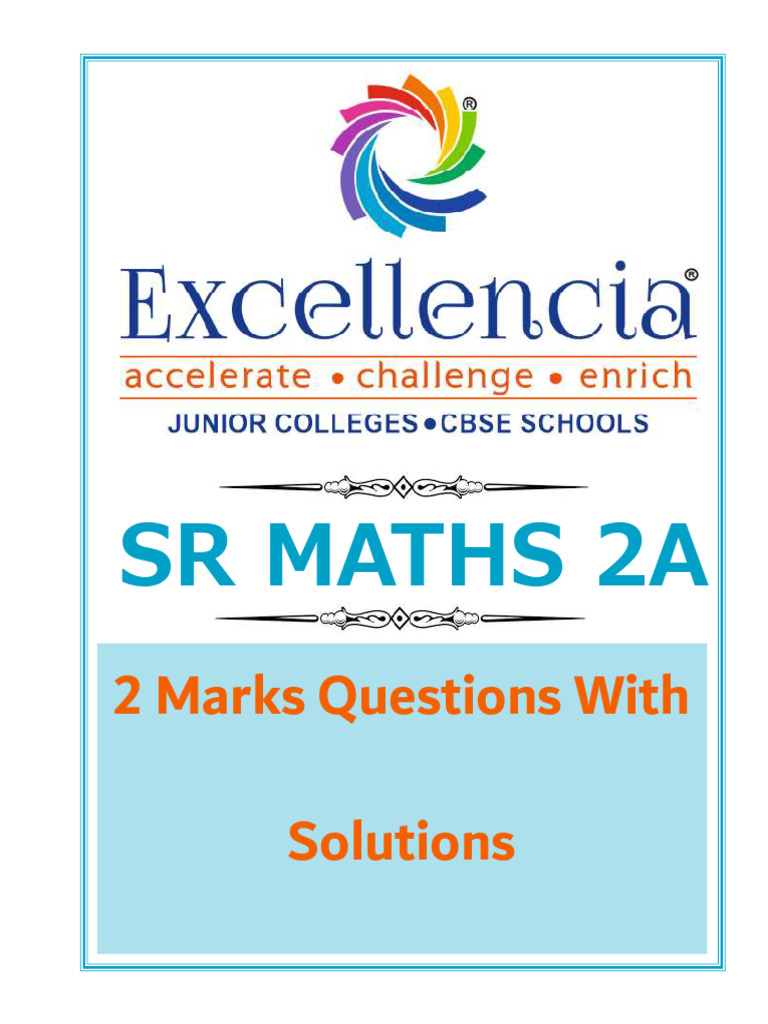 SR Maths 2a 2 Marks Questions Final | PDF | Mathematical Objects | Abstract Algebra